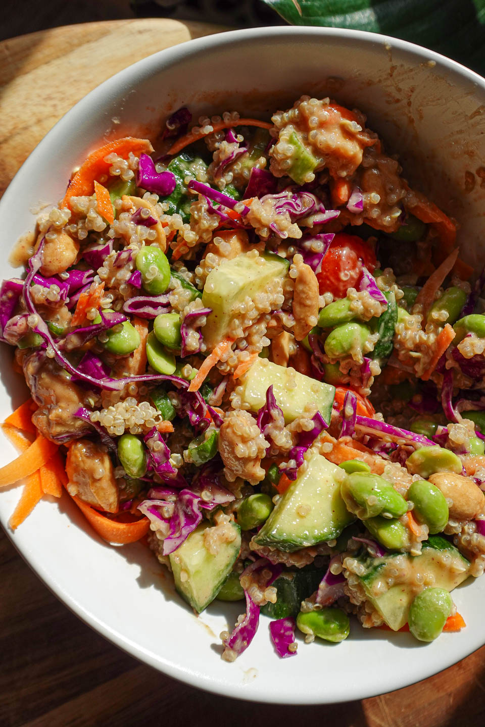Crunchy Thai Quinoa Salad with Peanut Ginger Dressing - Boo Boo's Bakery