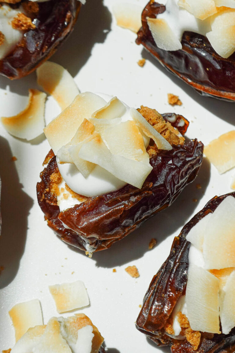 Coconut Cream Pie Stuffed Dates | Boo Boo's Bakery